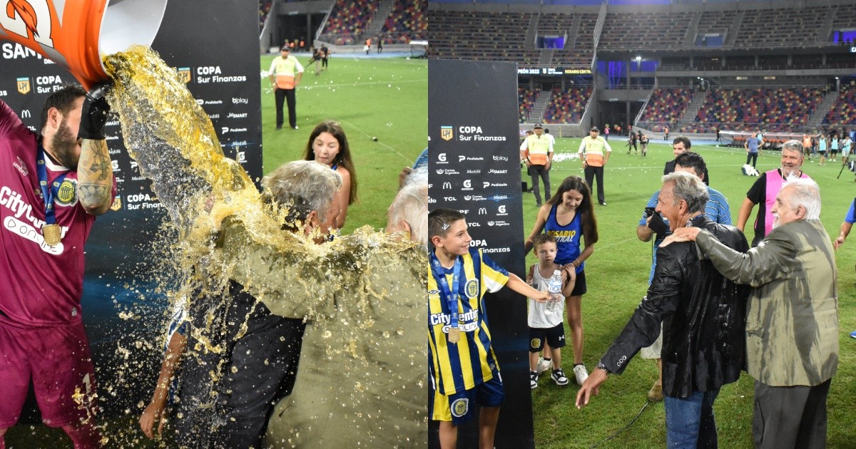 Video: Broun bañó a Russo en medio de los festejos de Central | Rosario3