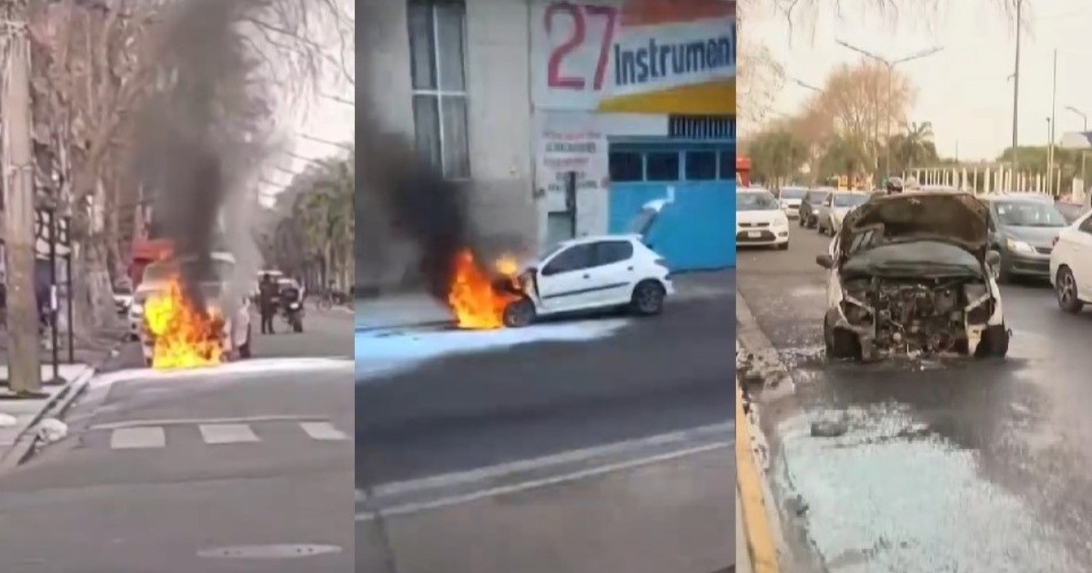 Se le prendió fuego el auto en plena marcha y en medio de un intenso ...