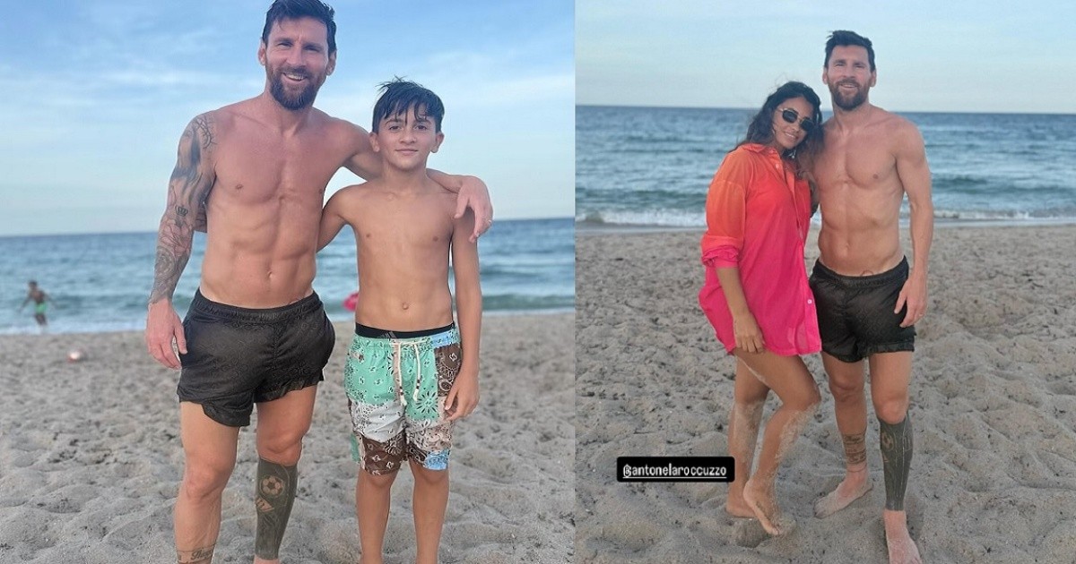 Lionel Messi compartió en redes las imágenes de su día de playa junto a ...