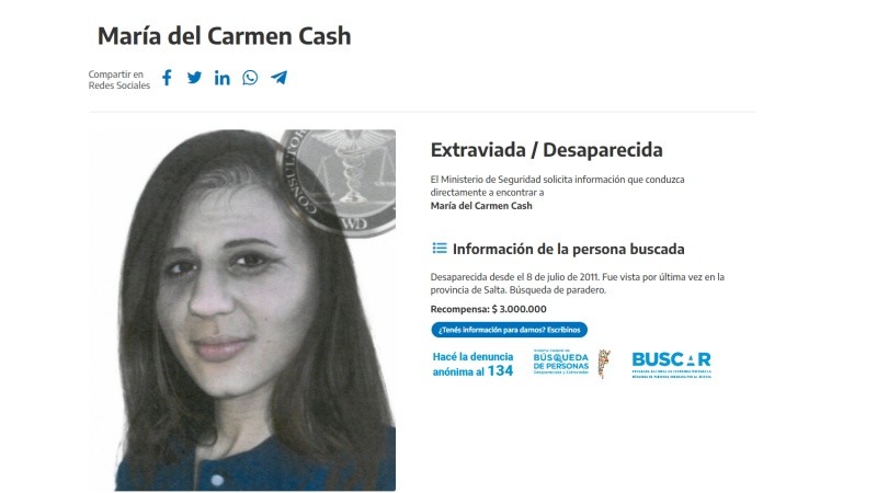 A 11 años de su desaparición, suben a $3 millones la recompensa por ...